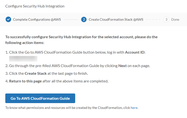 Configure Security Hub Integration (AWS account only) | FortiCNP 22.4.a | Fortinet Document Library